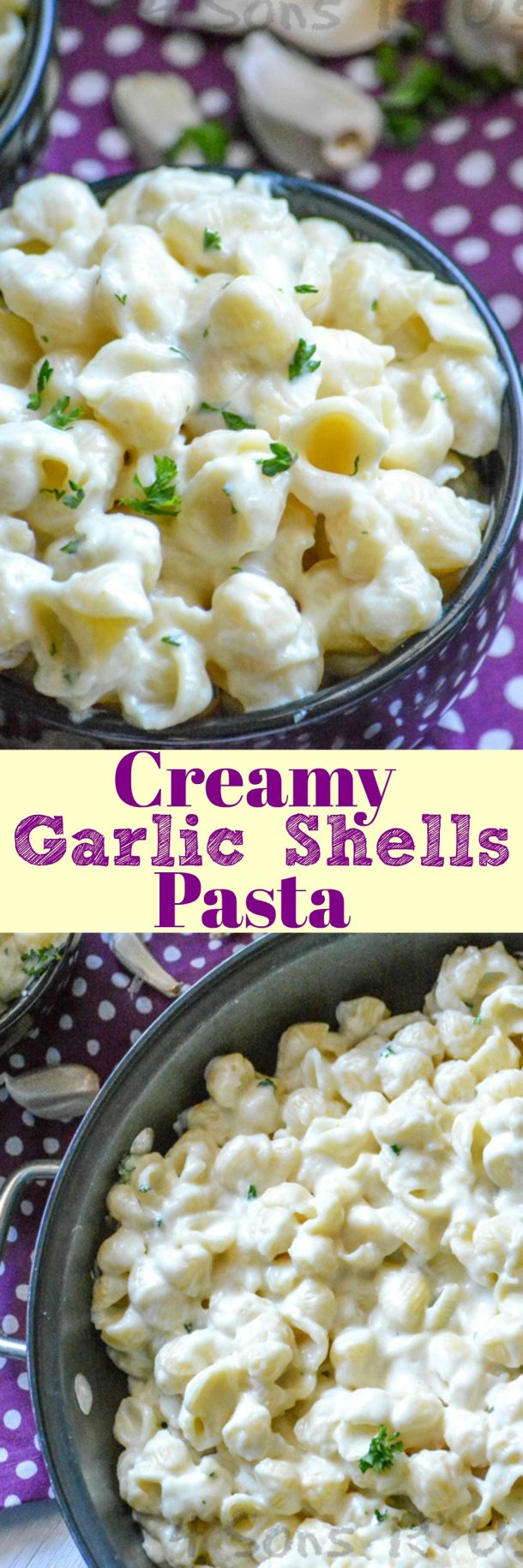 Creamy Garlic Shells Pasta - 4 Sons 'R' Us
