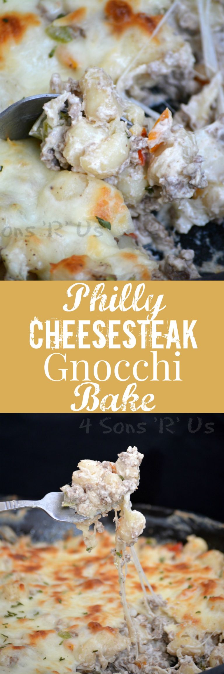 Philly Cheesesteak Gnocchi Bake - 4 Sons 'R' Us