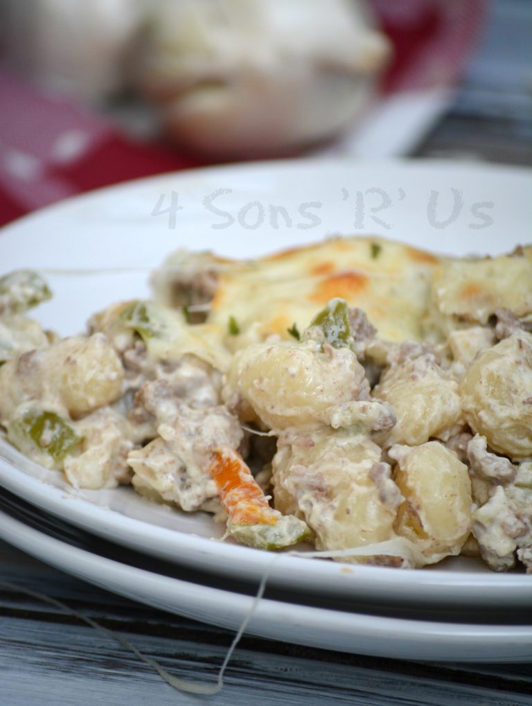 Philly Cheesesteak Gnocchi Bake - 4 Sons 'R' Us