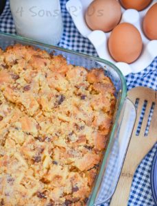 Maple Bacon Waffle Bread Pudding - 4 Sons 'R' Us