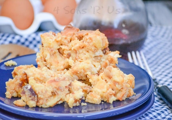 Maple Bacon Waffle Bread Pudding - 4 Sons 'R' Us