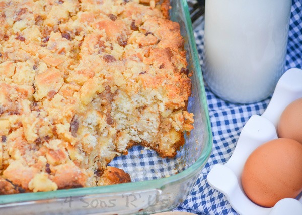 Maple Bacon Waffle Bread Pudding - 4 Sons 'R' Us
