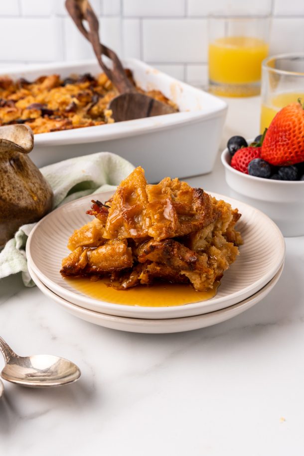 Maple Bacon Waffle Bread Pudding - 4 Sons 'R' Us