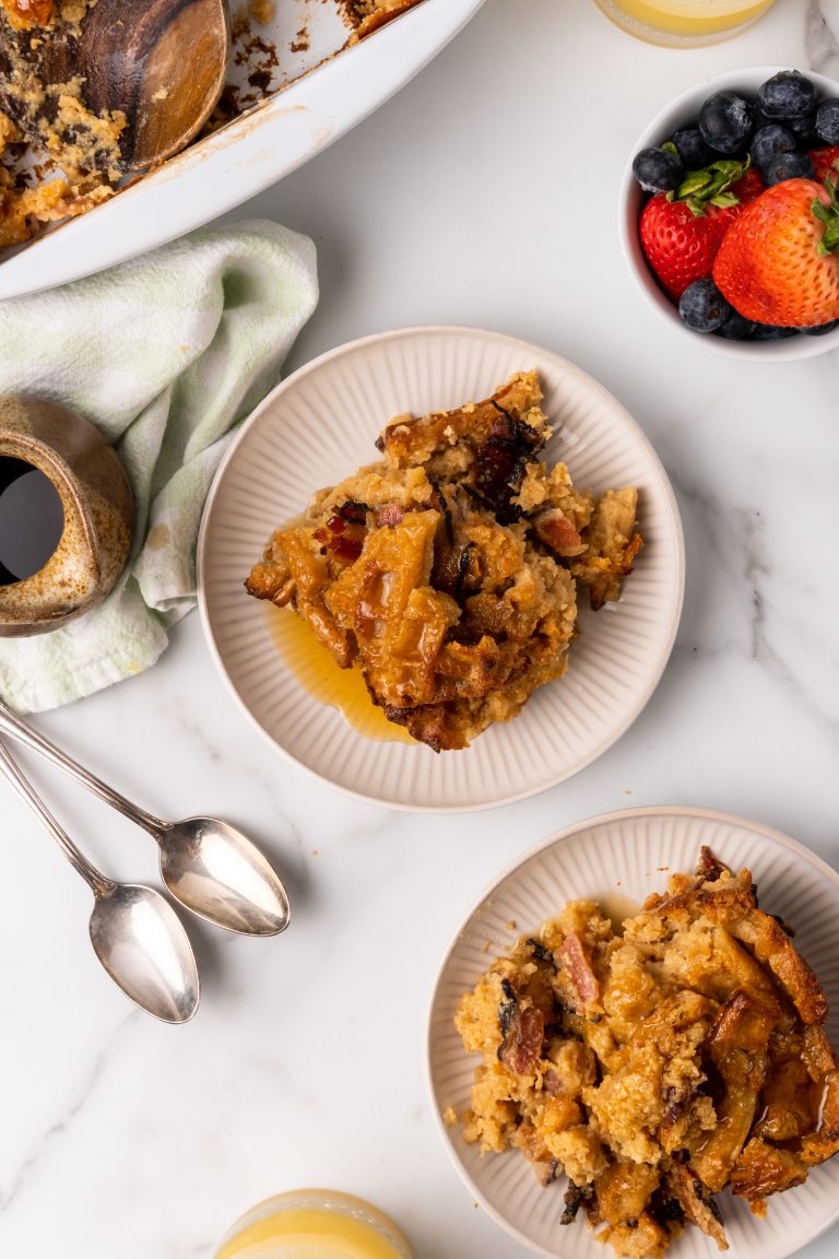 Maple Bacon Waffle Bread Pudding - 4 Sons 'R' Us