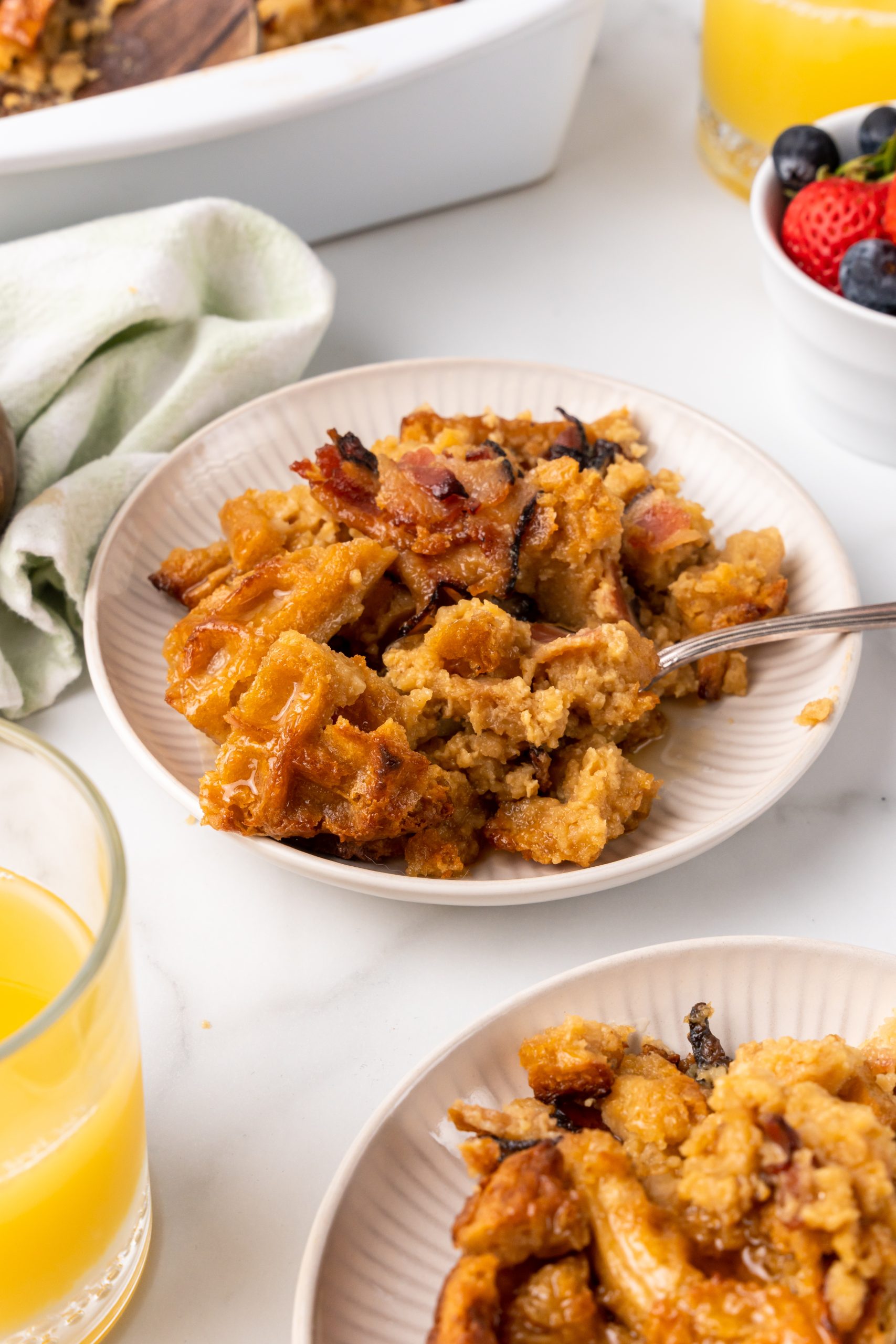 Maple Bacon Waffle Bread Pudding - 4 Sons 'R' Us