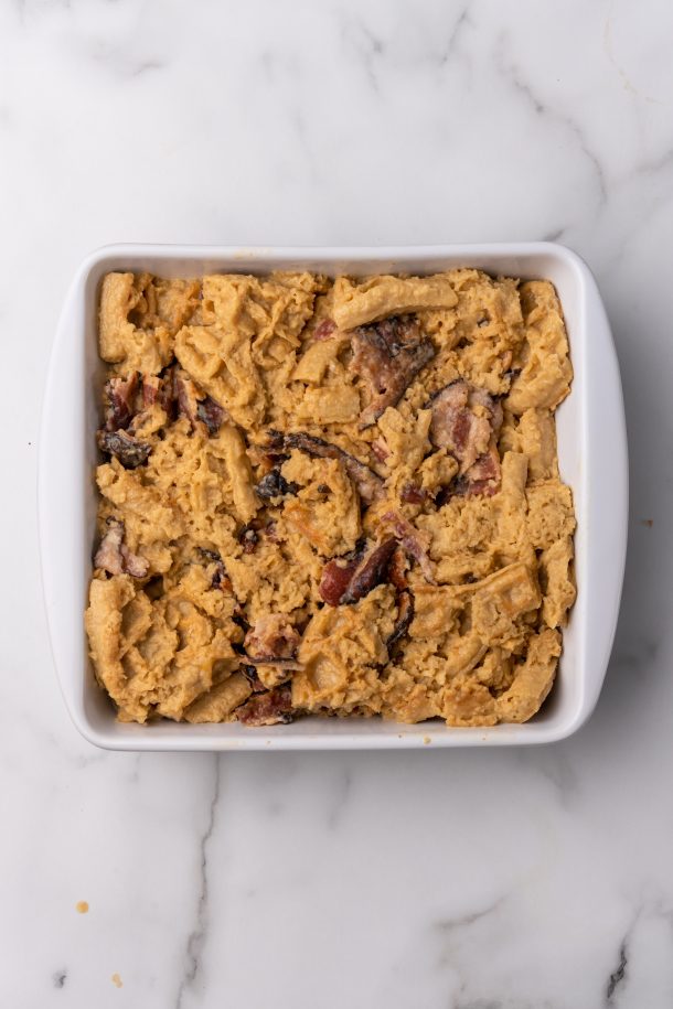 Maple Bacon Waffle Bread Pudding - 4 Sons 'R' Us