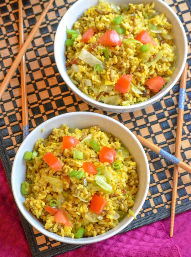 Cheeseburger Fried Rice - 4 Sons 'R' Us