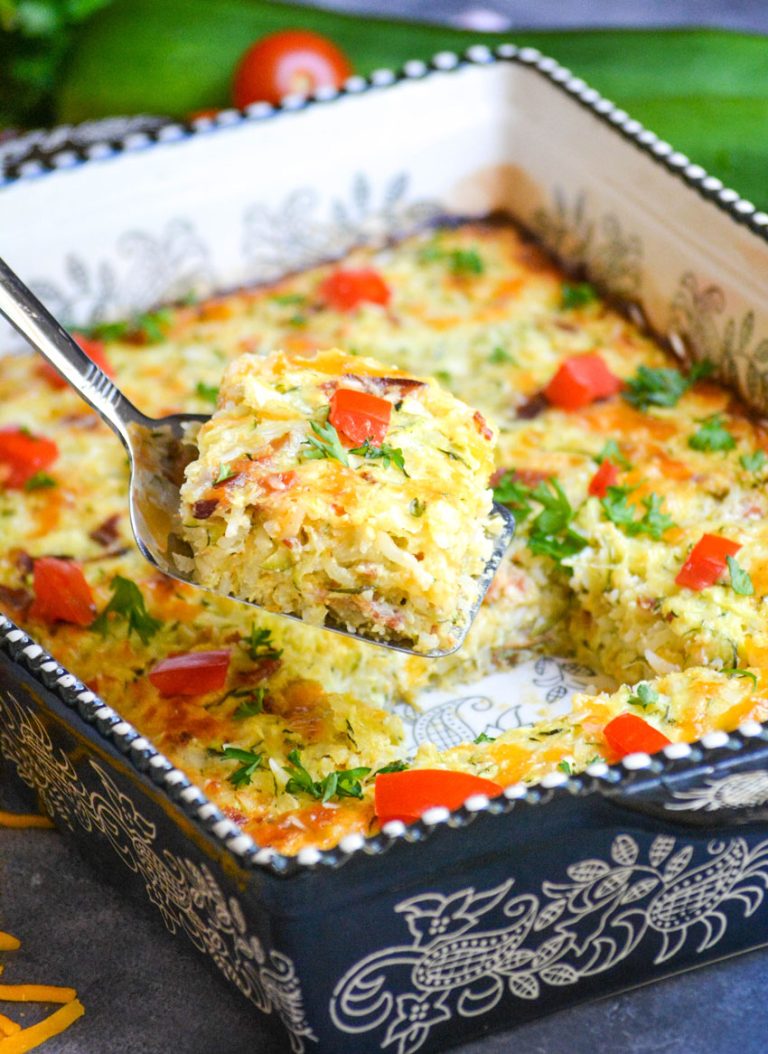 Zucchini Rice Casserole with Bacon - 4 Sons 'R' Us