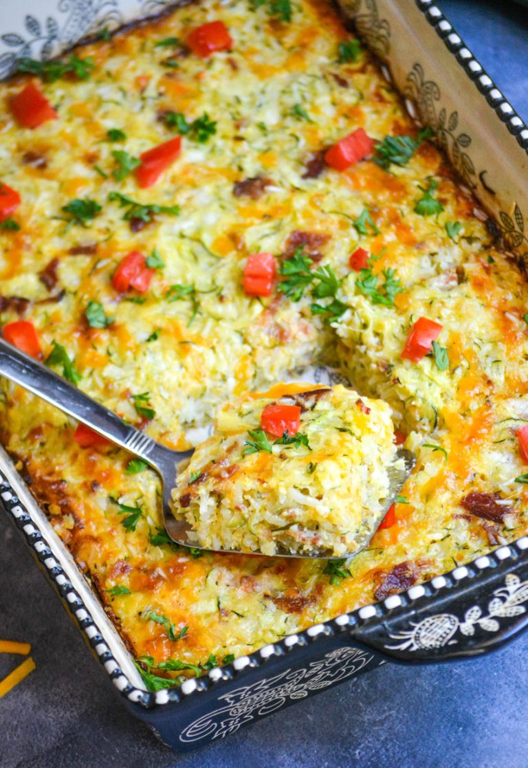 Zucchini Rice Casserole with Bacon - 4 Sons 'R' Us