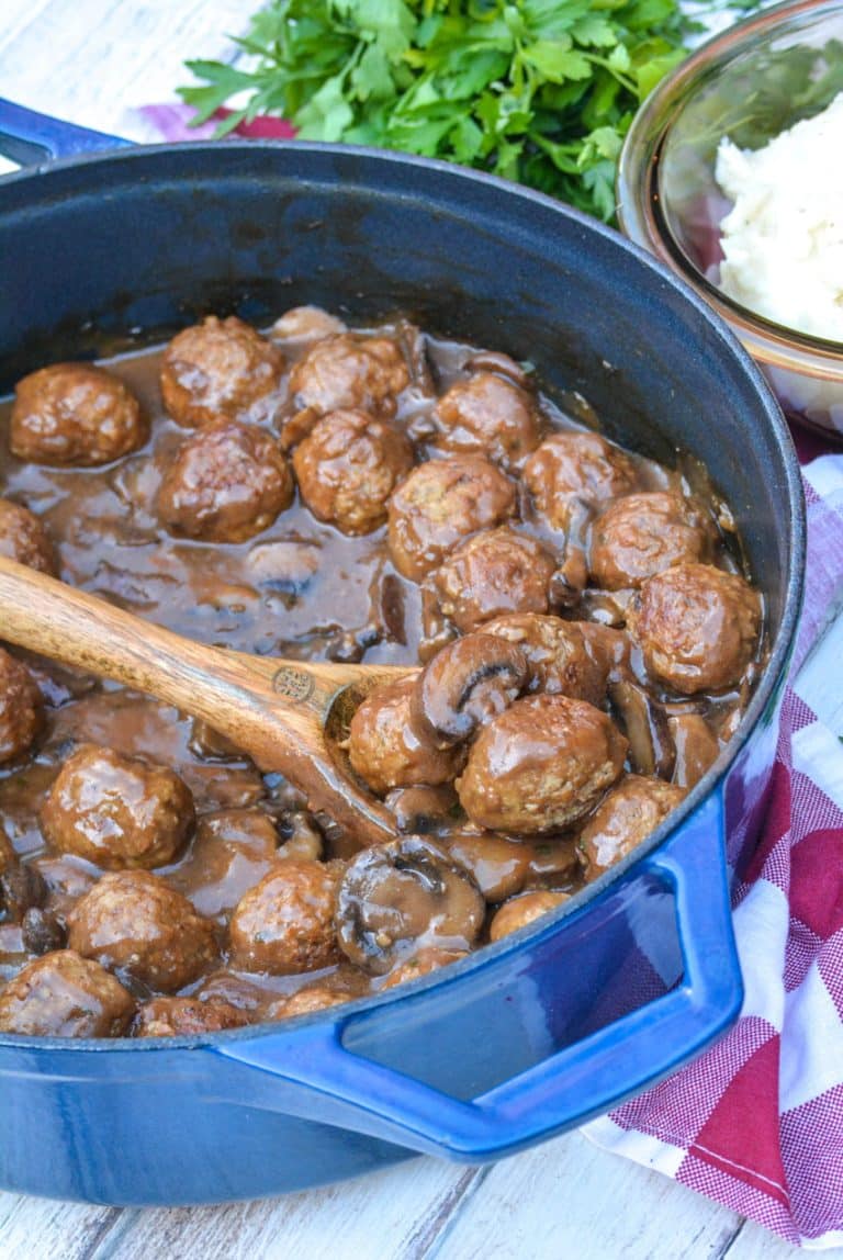 Pub Style Meatballs With Mushroom Gravy - 4 Sons 'R' Us